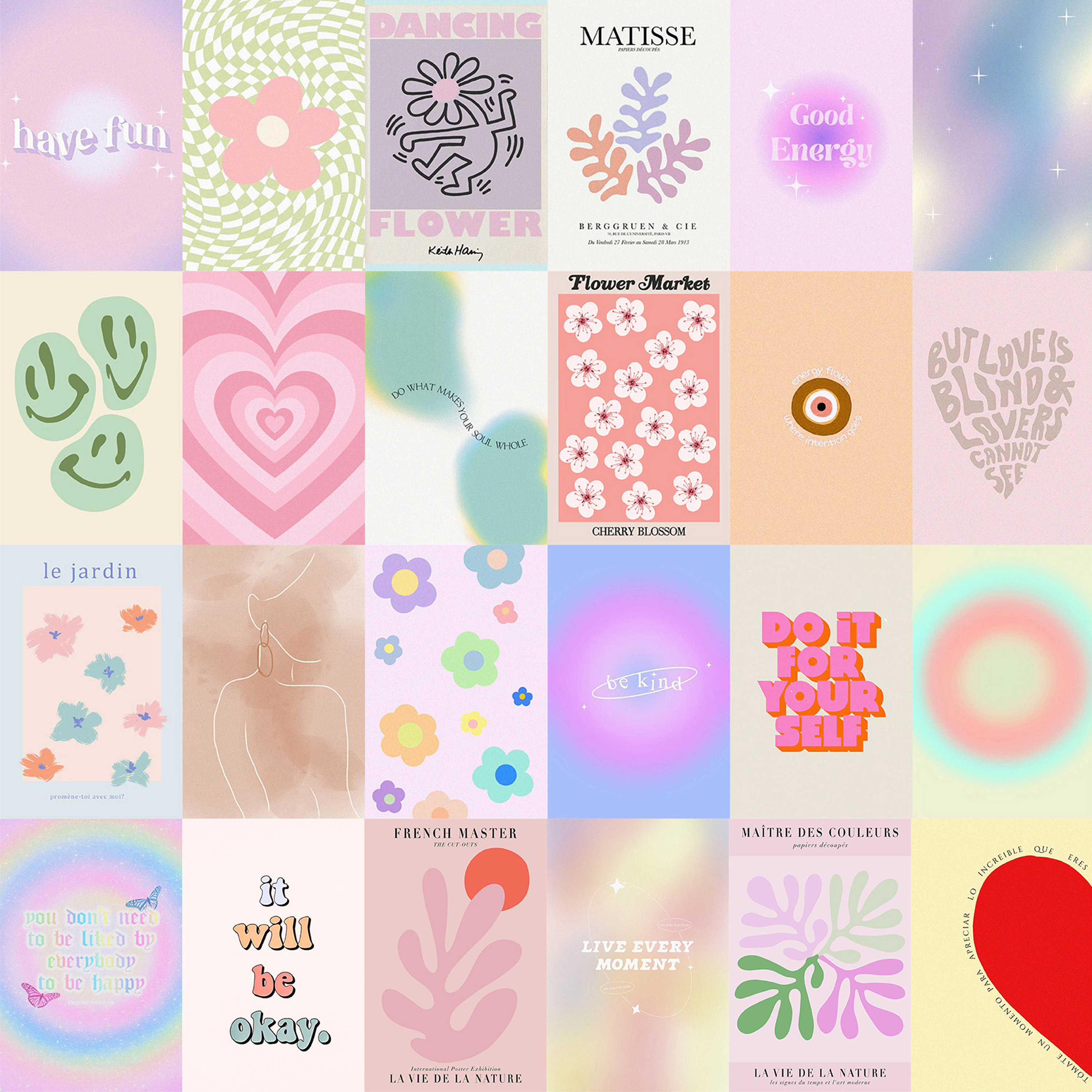 150 PCS Danish Pastel Aesthetic Wall Collage Kit | Pastel College Dorm ...