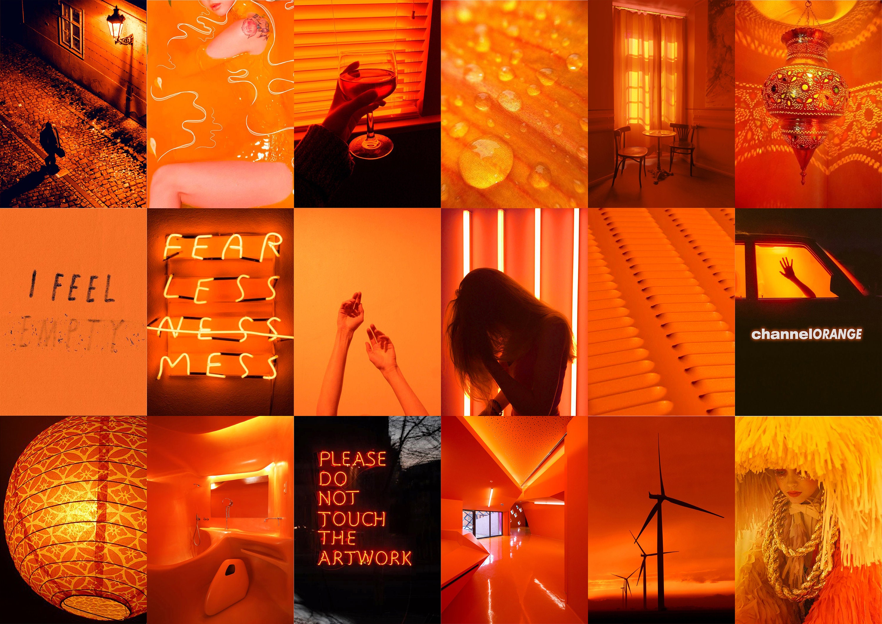 Orange Wall Collage Kit | Orange Wall Collage | Orange Aesthetic ...