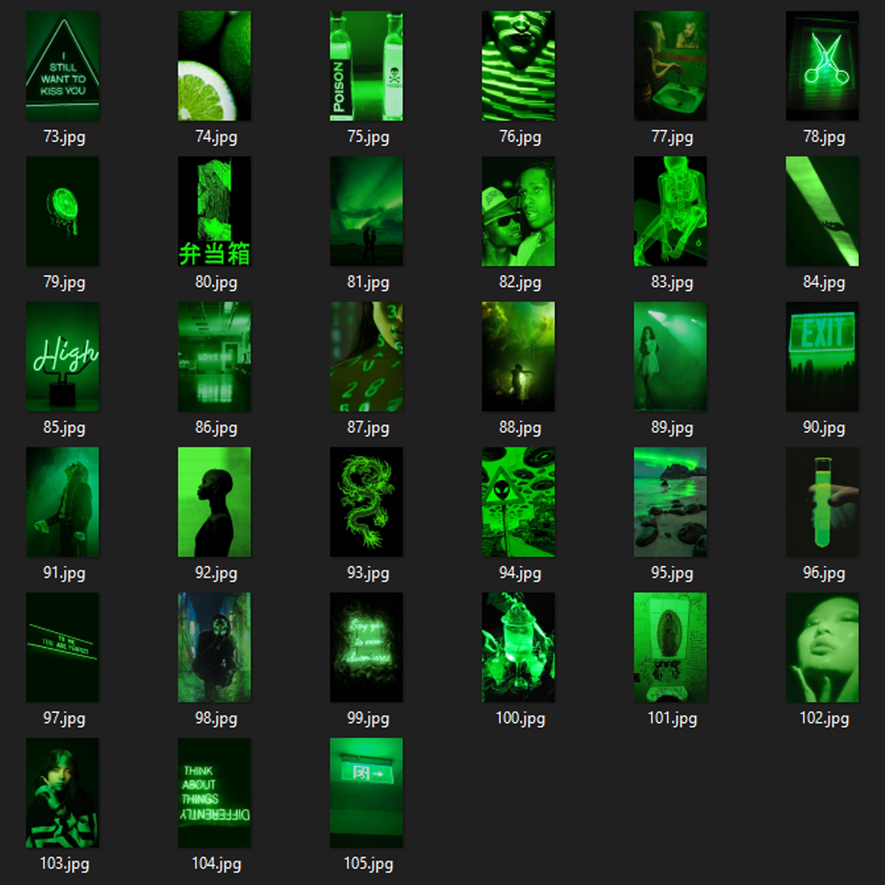 Euphoria Green Neon Photo Collage Kit | Aesthetic Room Decor (digital ...