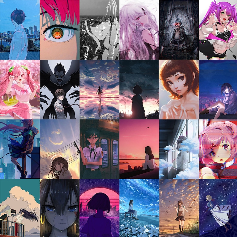 Anime Wall Collage Kit | 150 Aesthetic Manga Art Prints (4x6) (digital ...