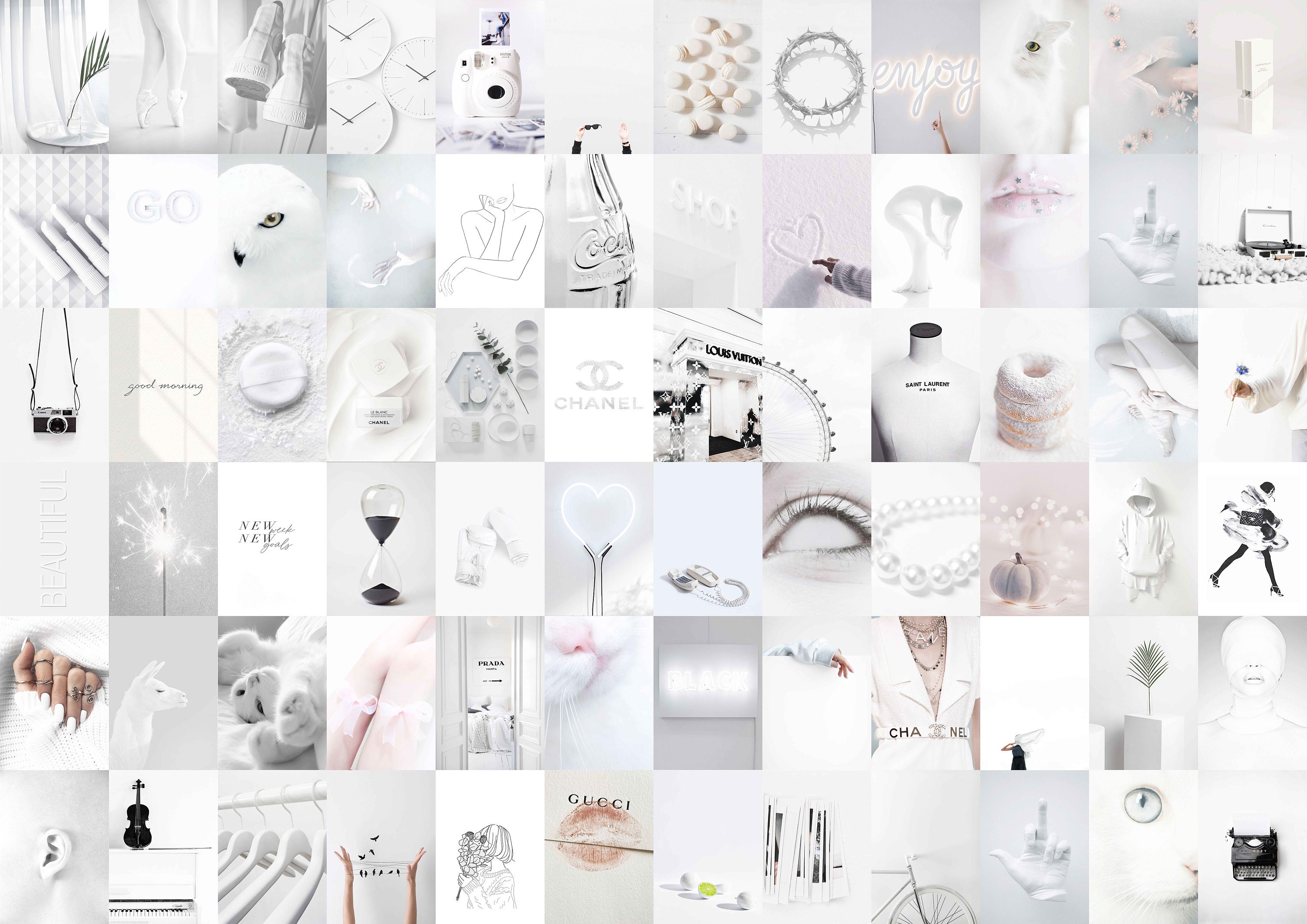 White Wall Collage Kit | Neutral White Aesthetic Photo Collage | White ...