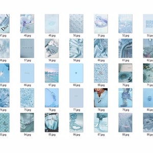 Light Blue Aesthetic Photo Collage | Baby Blue Wall Collage Kit | Ocean ...