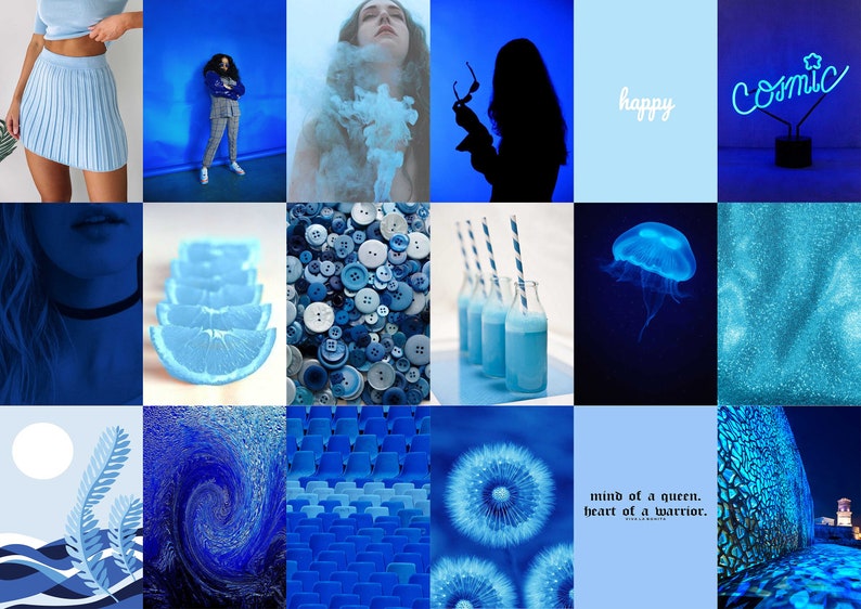 Blue Aesthetic Wall Collage Kit | 125 Piece Photo Prints (digital ...