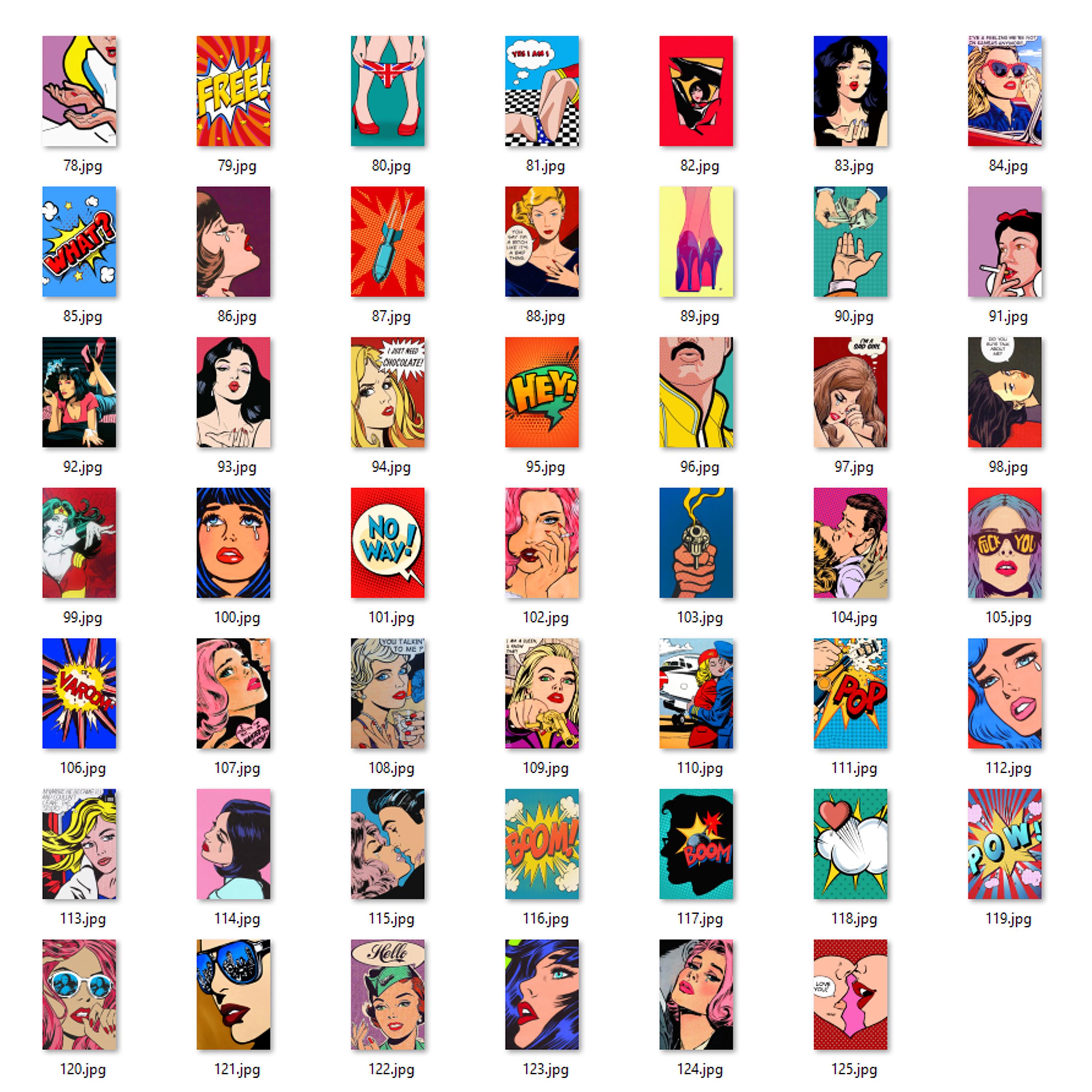 Pop Art Wall Collage Kit | Retro Comic Prints (digital 4x6) - Etsy