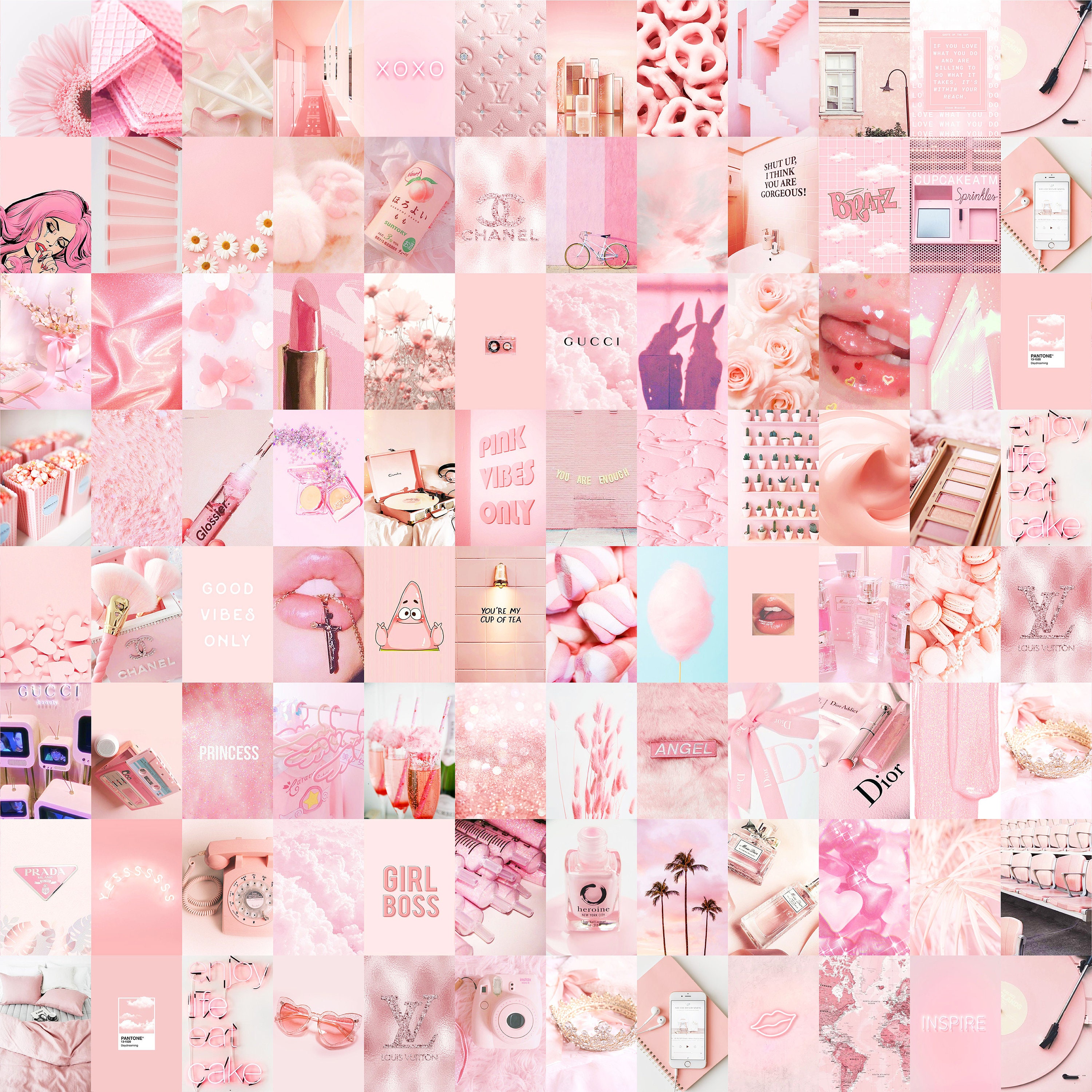 133 PCS Chic Blush Pink Wall Collage Kit Baby Pink Aesthetic Photo ...