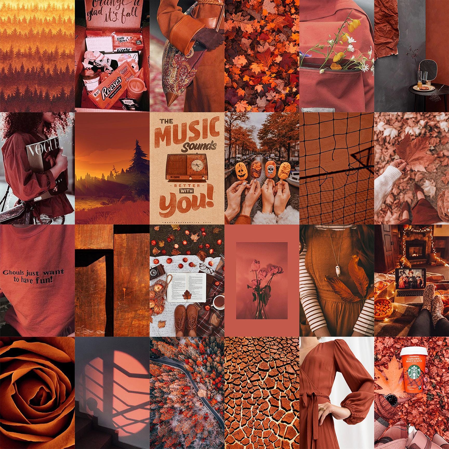 Burnt Orange Photo Collage Kit | Aesthetic Room Decor (digital Item) - Etsy