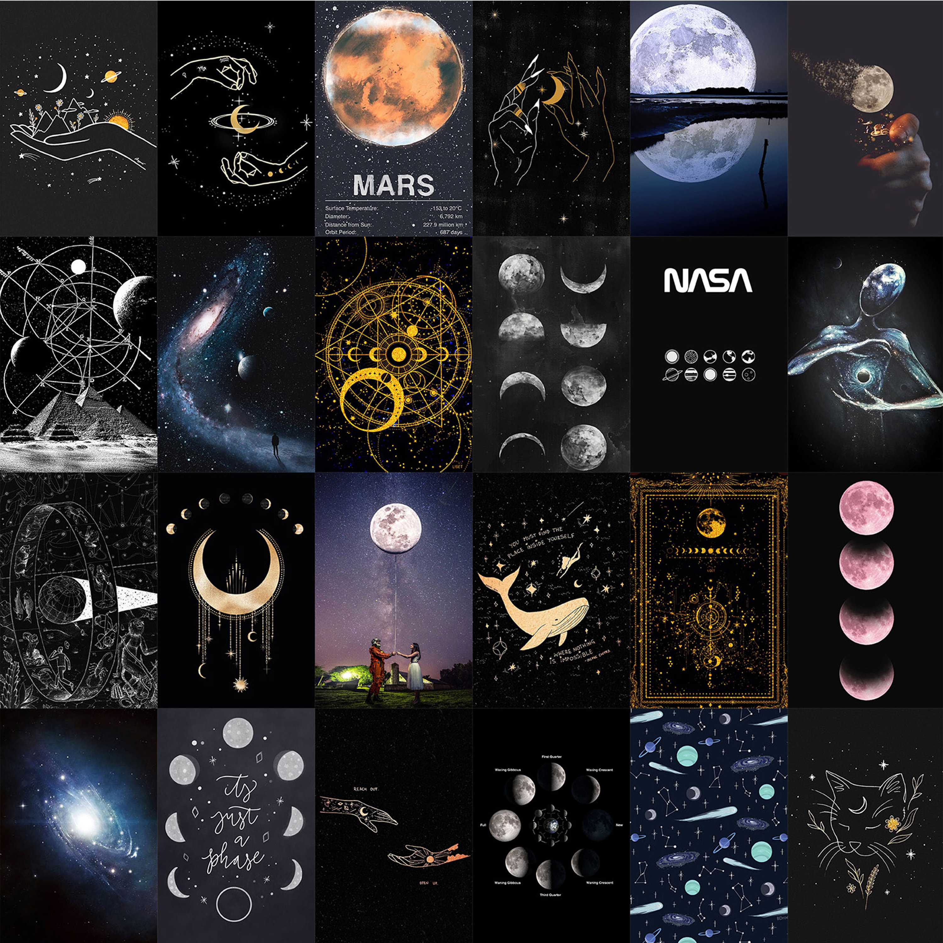 150 PCS Astronomy Wall Collage Kit Cosmos Aesthetic Photo Collage ...