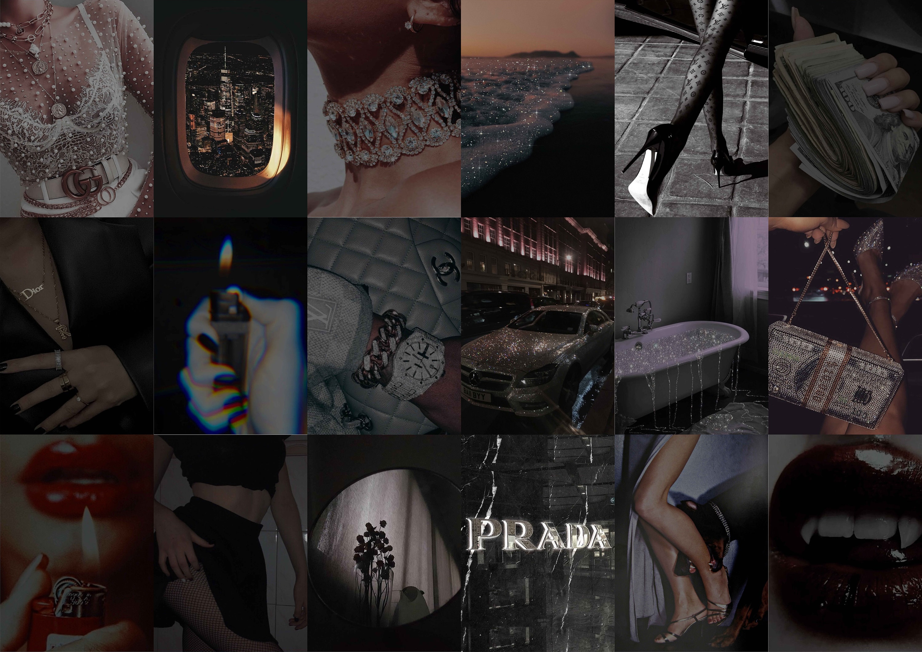 Boujee Dark Aesthetic Wall Collage Kit Dark Aesthetic Photo | Etsy