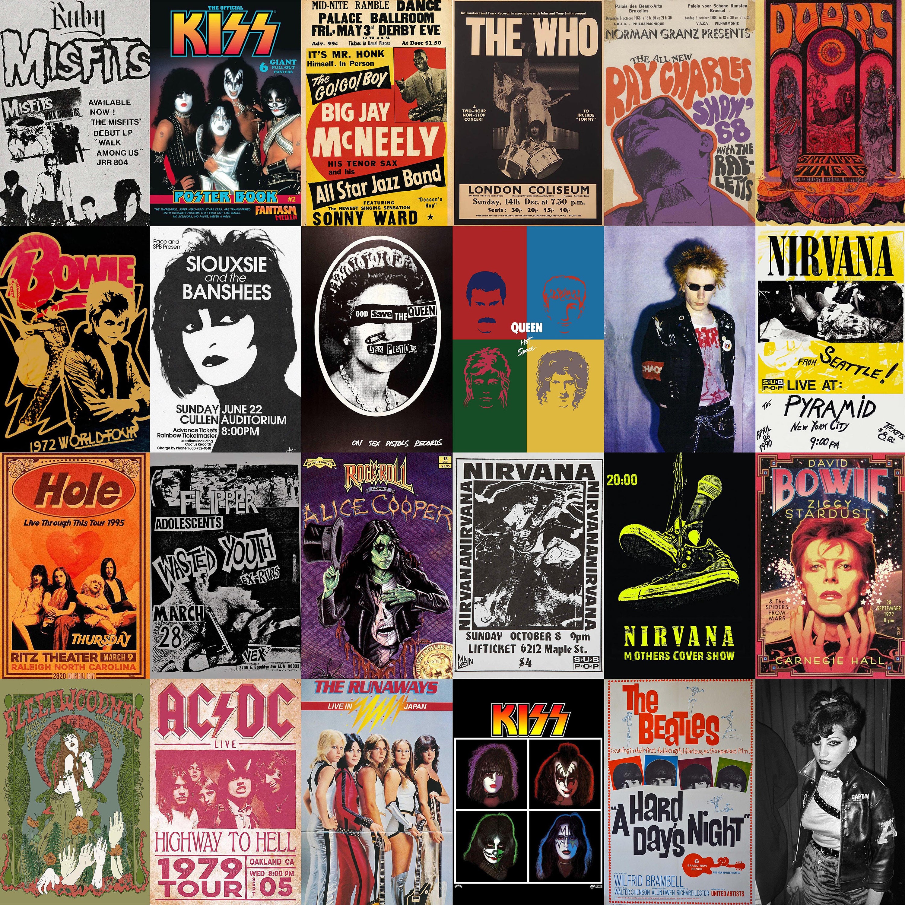 330 PCS Vintage Concert Poster Retro Punk & Classic Rock Poster Prints ...