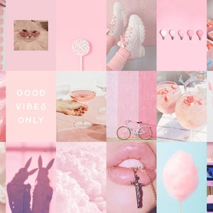 Blush Pink Wall Collage Kit | Light Pink Aesthetic Photo Collage | Pink ...
