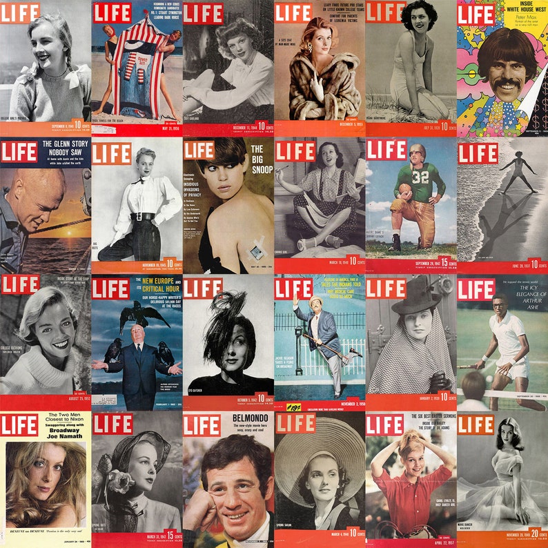 Vintage Life Magazine Cover Collage Kit | Retro Room Decor (digital ...