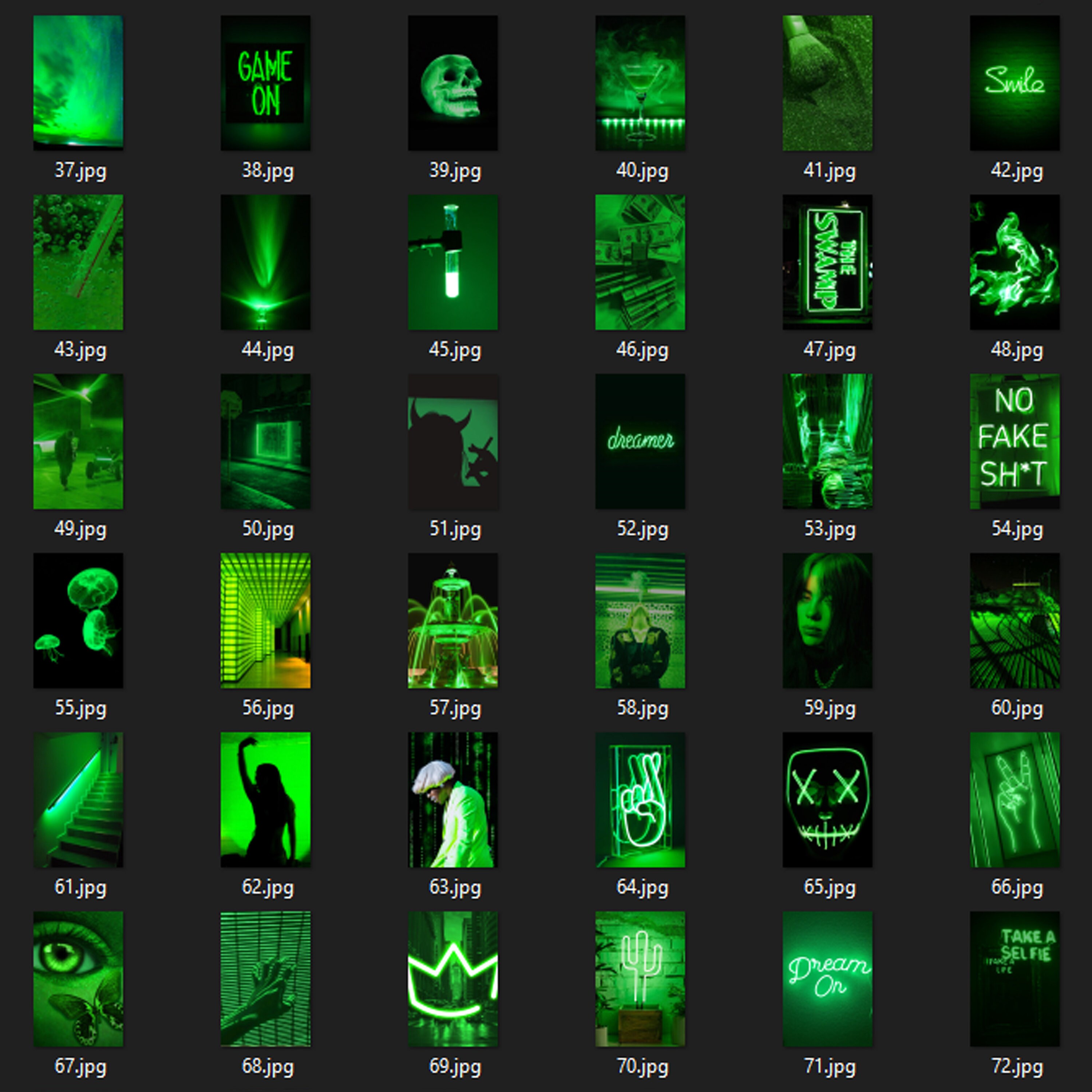 105 PCS Euphoria Green Wall Collage Kit Green Neon Aesthetic Photo ...