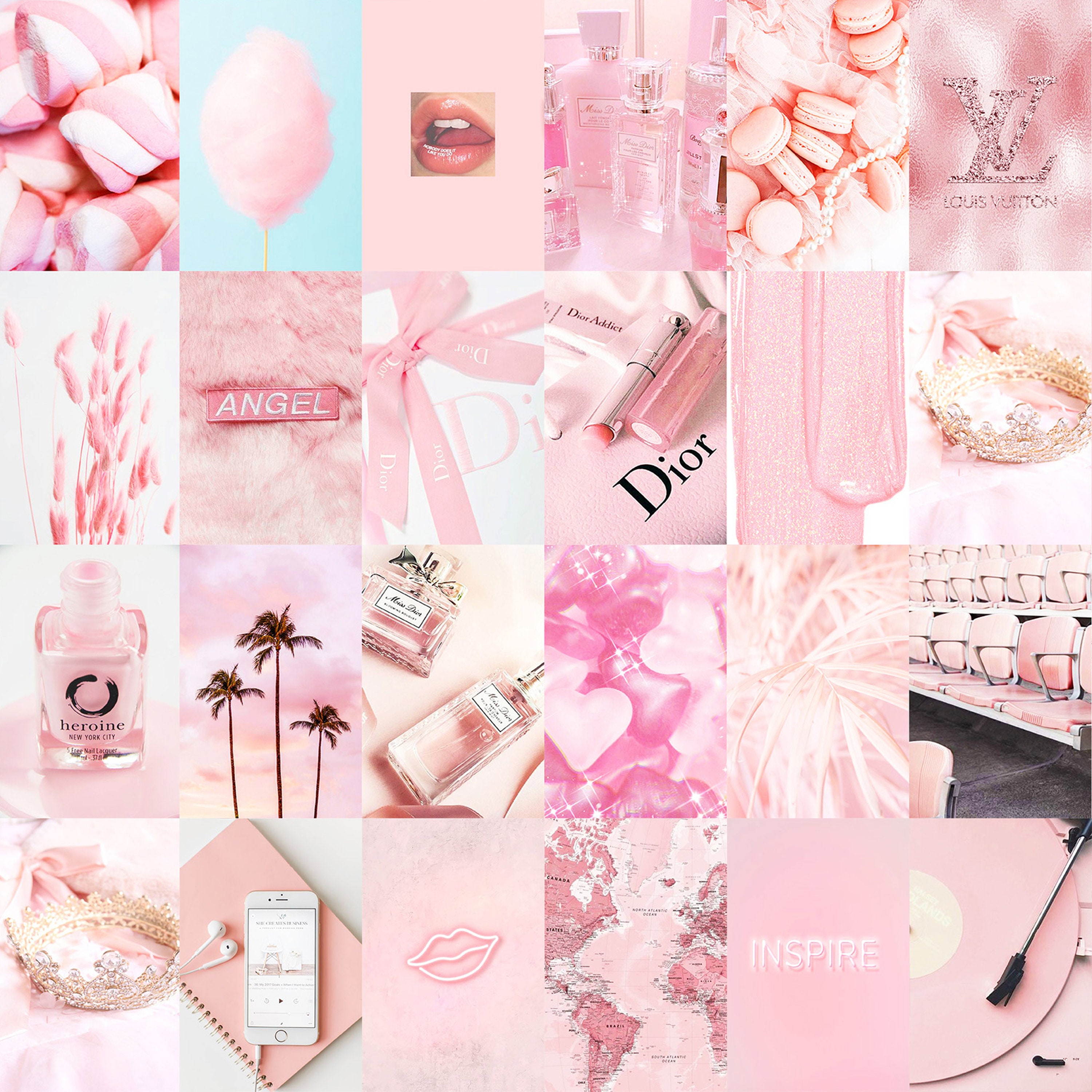 133 PCS Chic Blush Pink Wall Collage Kit | Baby Pink Aesthetic Photo ...