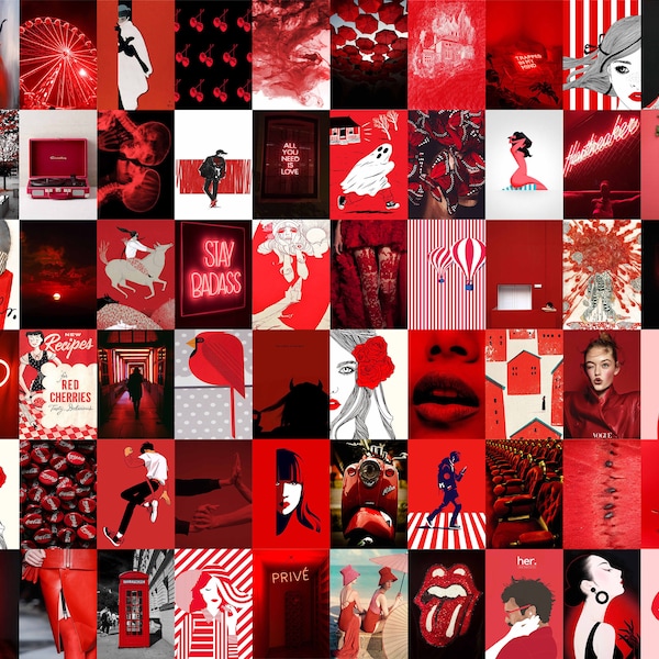 Red Wall Collage Kit - Etsy