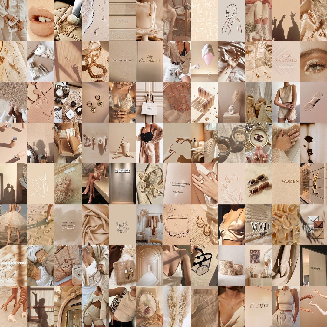 140 PCS Neutral Cream Beige Wall Collage Kit | Boujee Boho Aesthetic ...
