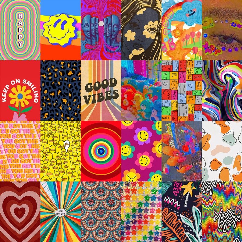 Kidcore Wall Collage Kit | Retro Indie Aesthetic Room Decor (digital ...