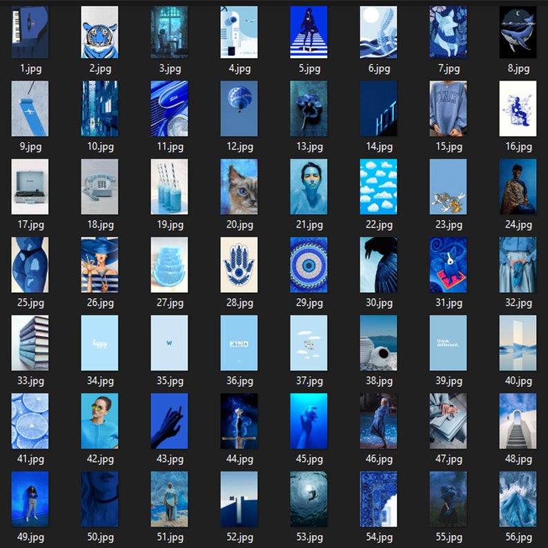 Blue Aesthetic Wall Collage Kit | 160 Photo Prints (digital Download ...