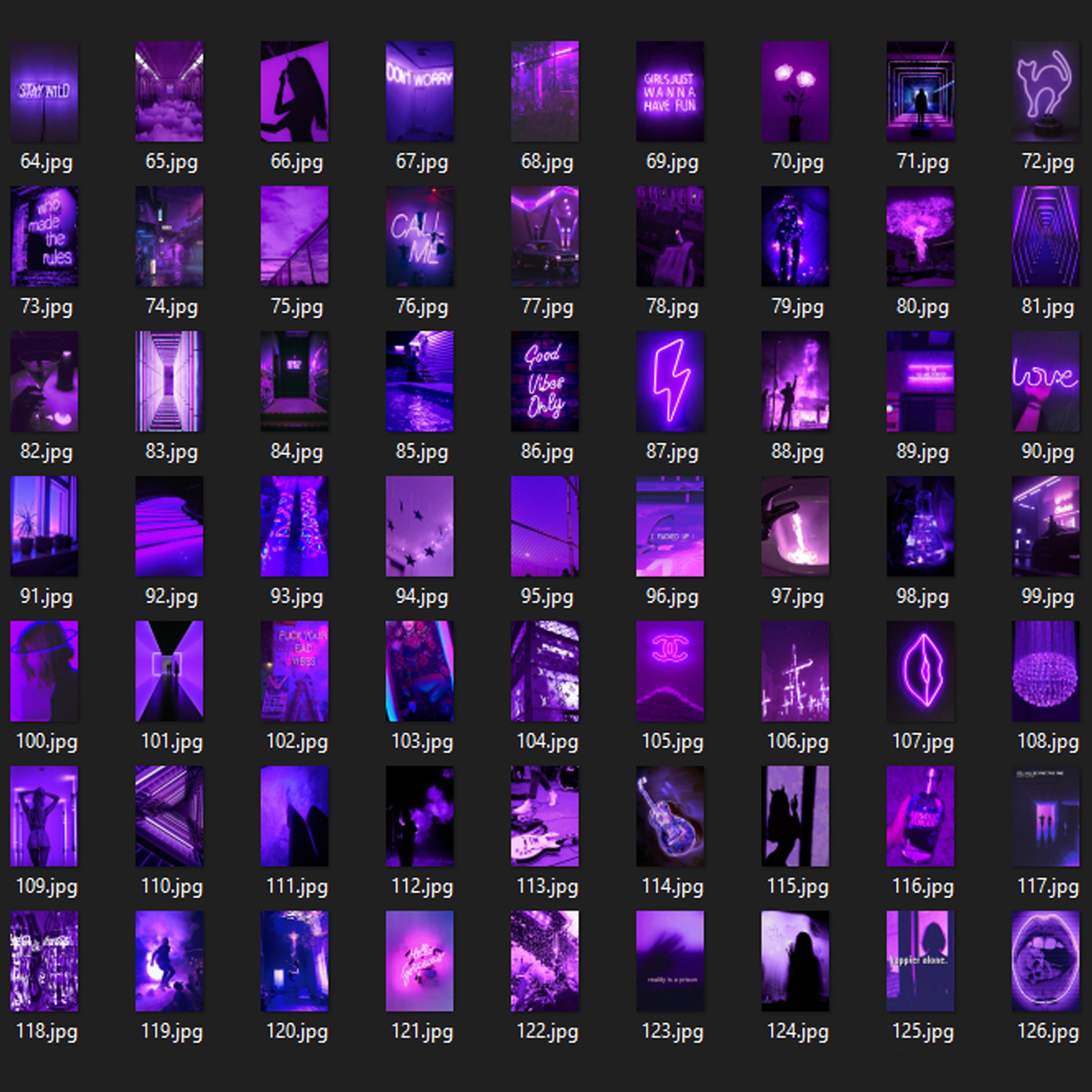 180 PCS Euphoria Purple Wall Collage Kit Purple Neon Aesthetic Photo ...