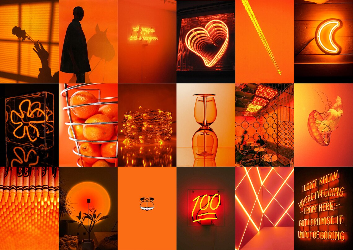 Orange Wall Collage Kit Orange Wall Collage Orange Aesthetic Collage ...