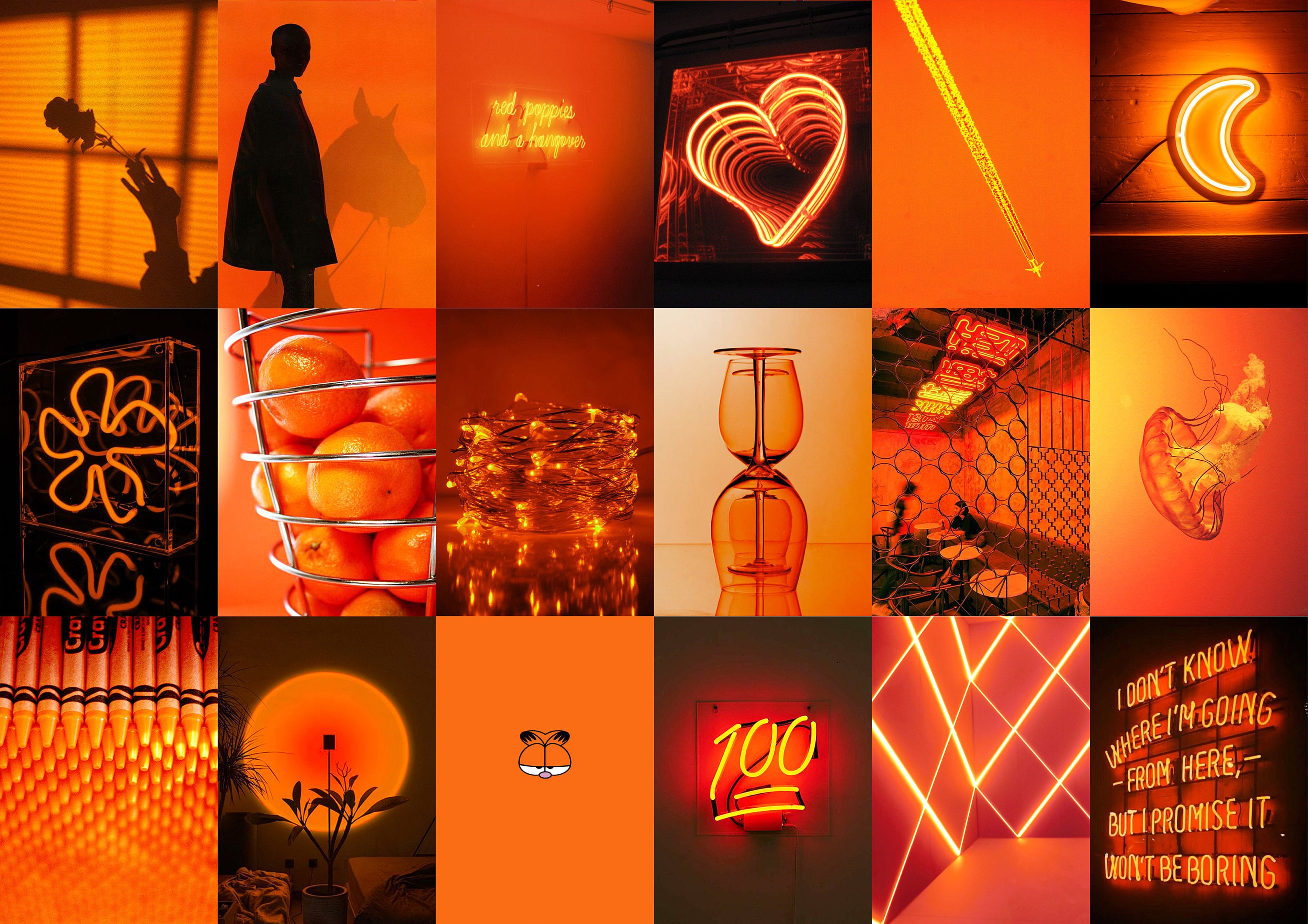 Orange Wall Collage Kit | Orange Wall Collage | Orange Aesthetic ...