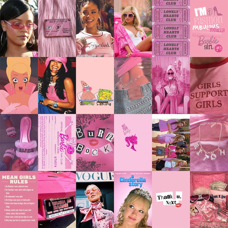 100 PCS Boujee Babie Pink 90s 2000s Wall Collage Kit | Vintage Y2K ...
