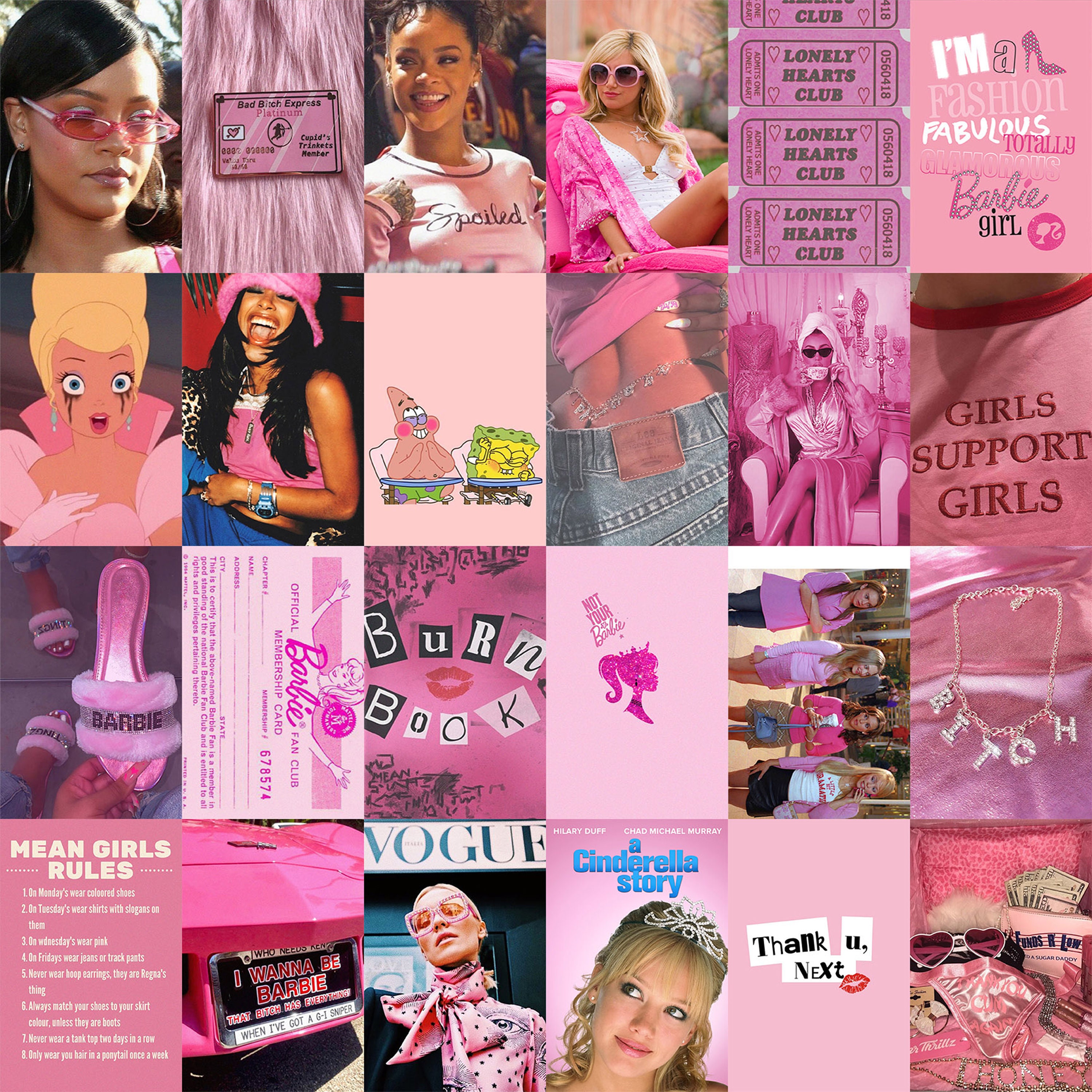 100 PCS Boujee Babie Pink 90s 2000s Wall Collage Kit | Vintage Y2K ...