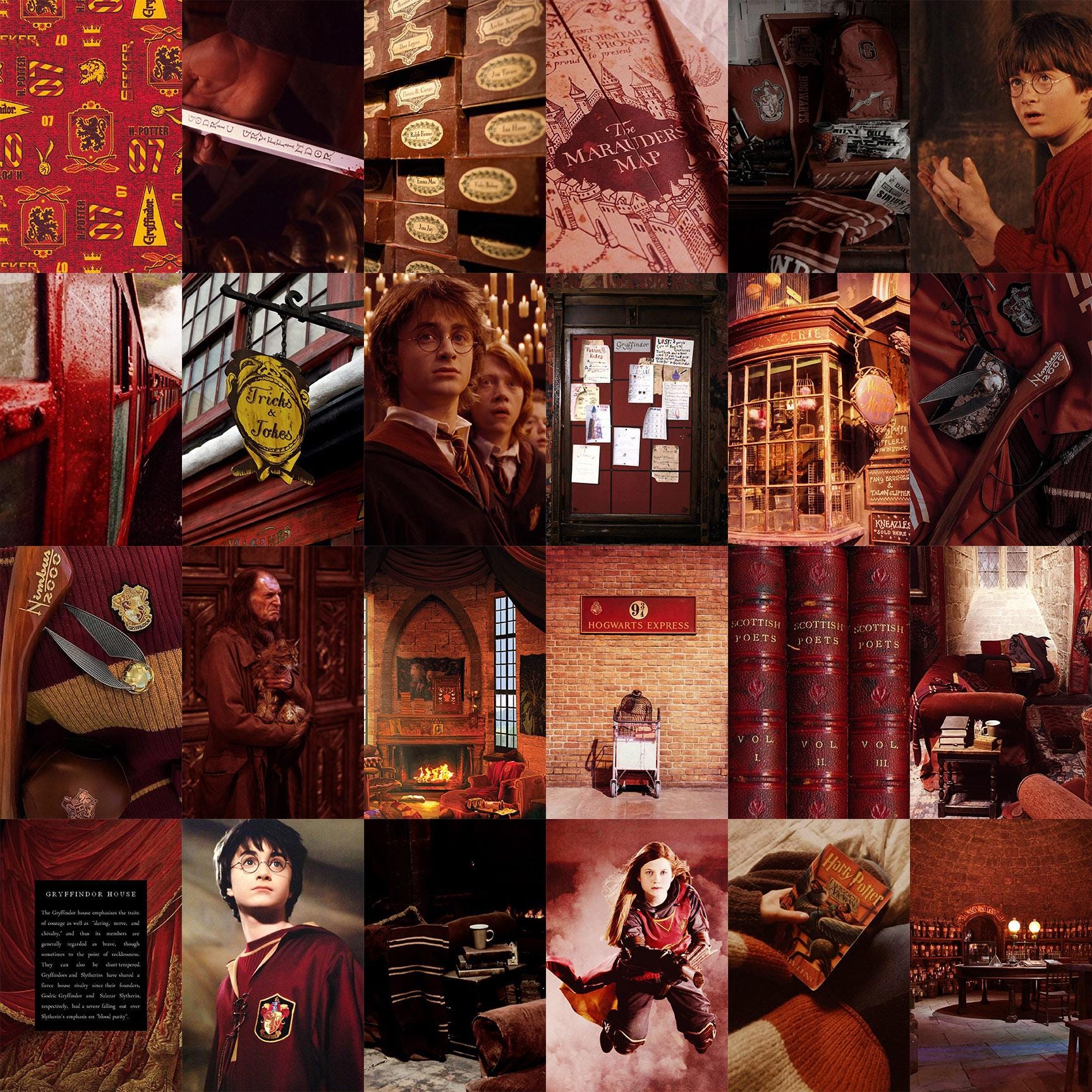 100 PCS Red Wizard Wall Collage Kit | Gryffindor Wall Collage Kit ...
