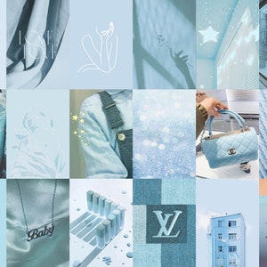 Light Blue Aesthetic Photo Collage | Baby Blue Wall Collage Kit | Ocean ...
