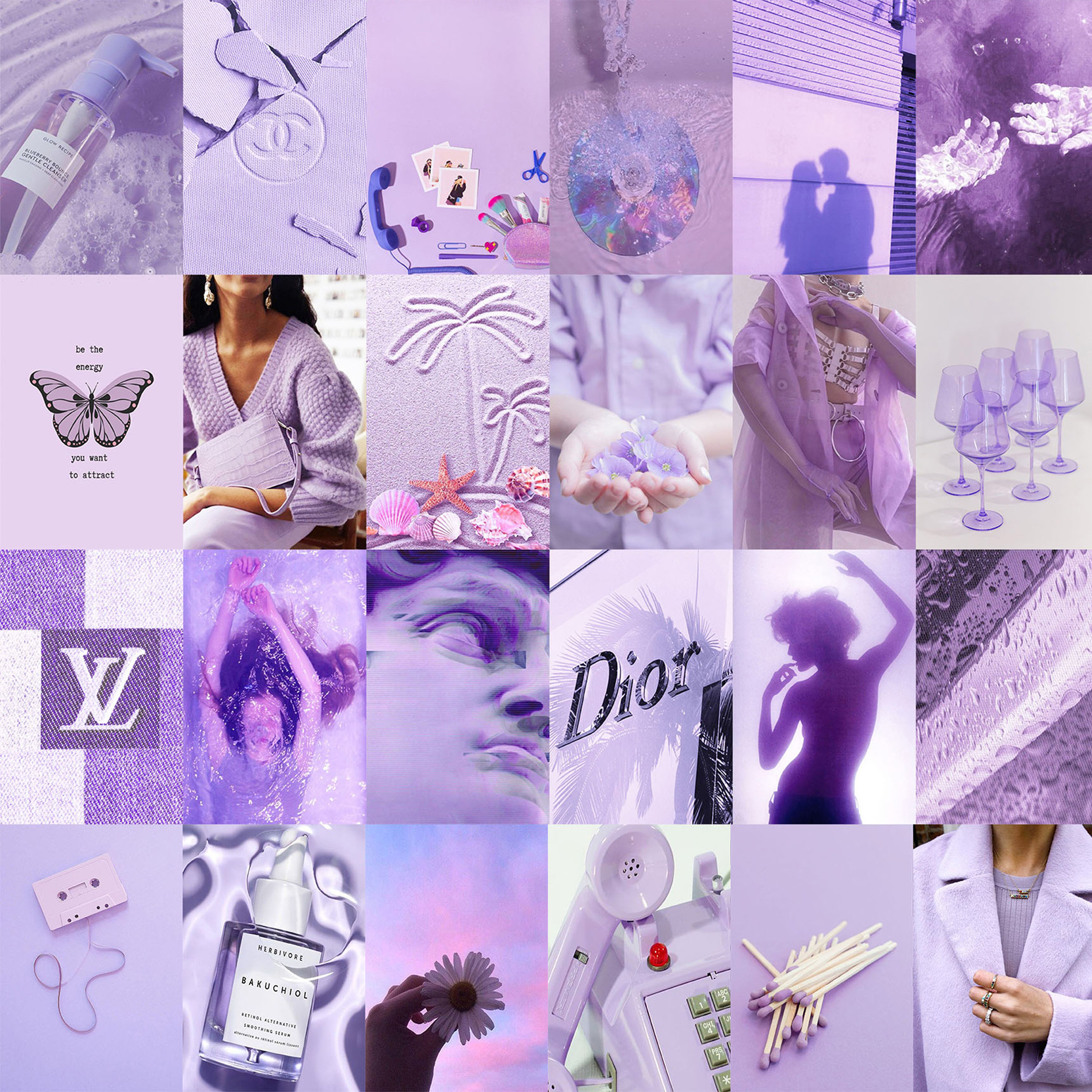 140 PCS Lavender Purple Wall Collage Kit Soft Purple Aesthetic Photo ...