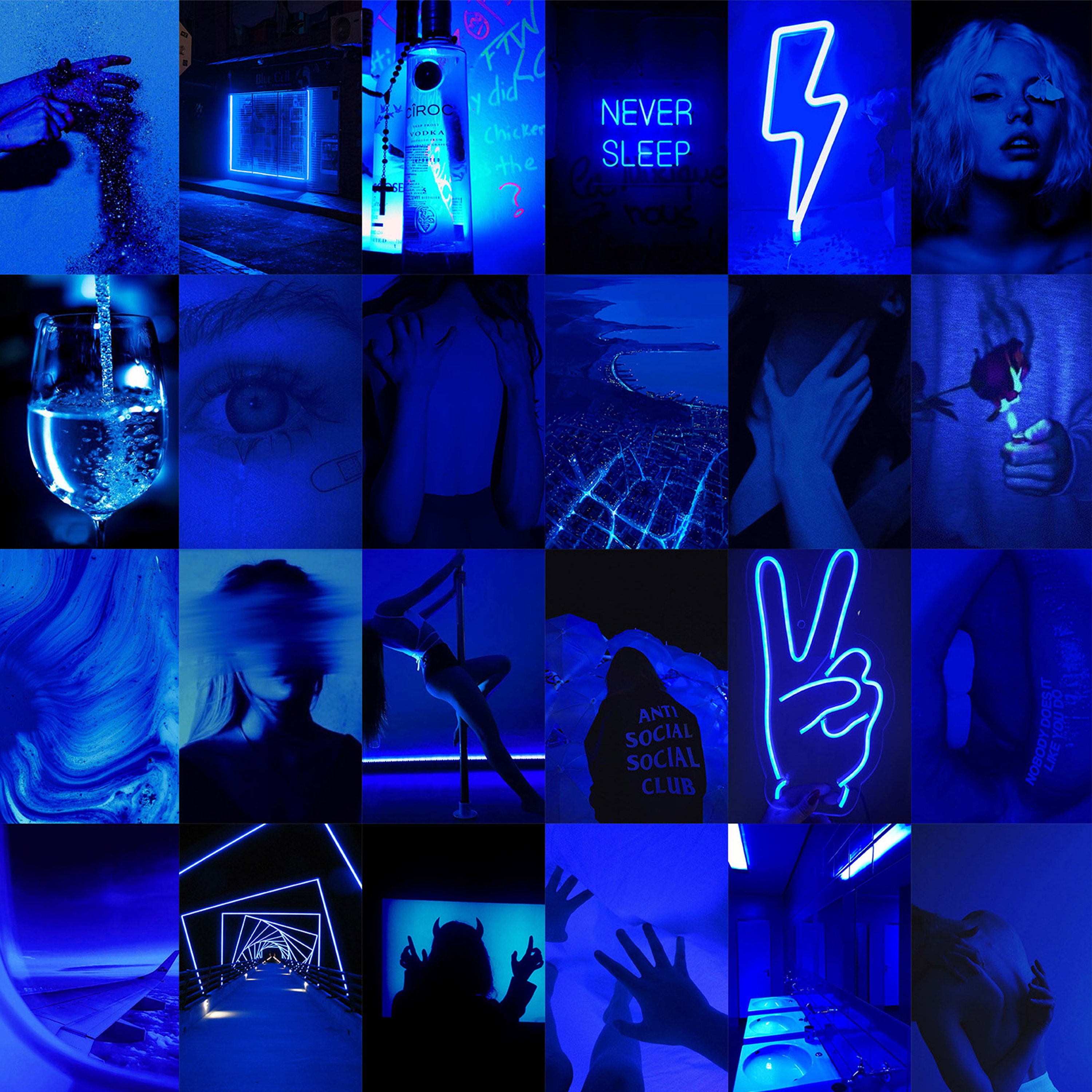 Euphoria Blue Neon Wall Collage Kit | Aesthetic Room Decor (digital ...