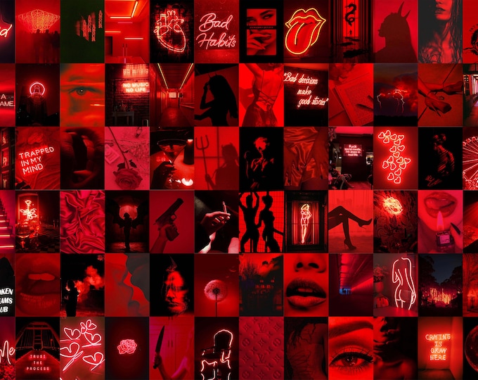 Red Aesthetic Photo Collage Kit | Boujee Room Decor (digital Download ...