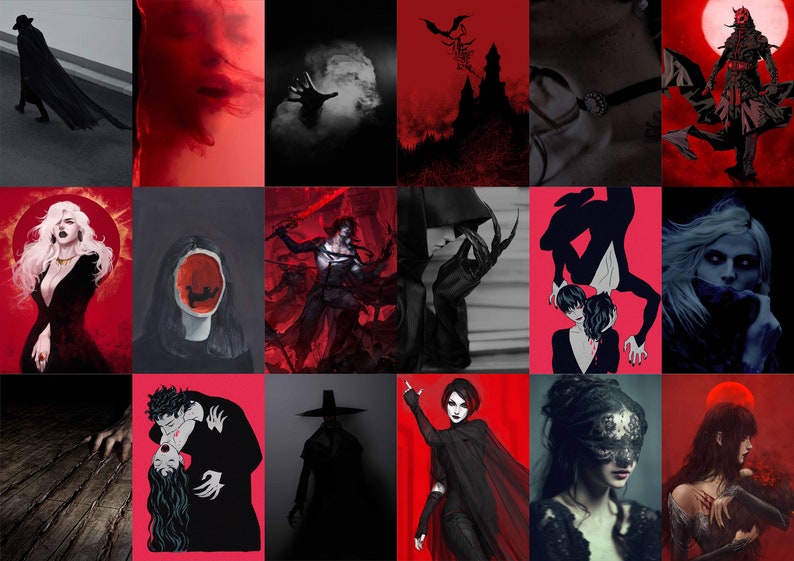 Vampire Poster Wall Collage Kit Vintage Horror Aesthetic Photo Collage ...
