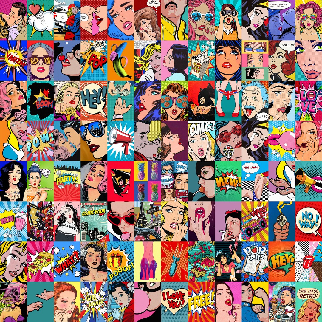 Pop Art Wall Collage Kit | Retro Comic Prints (digital 4x6) - Etsy