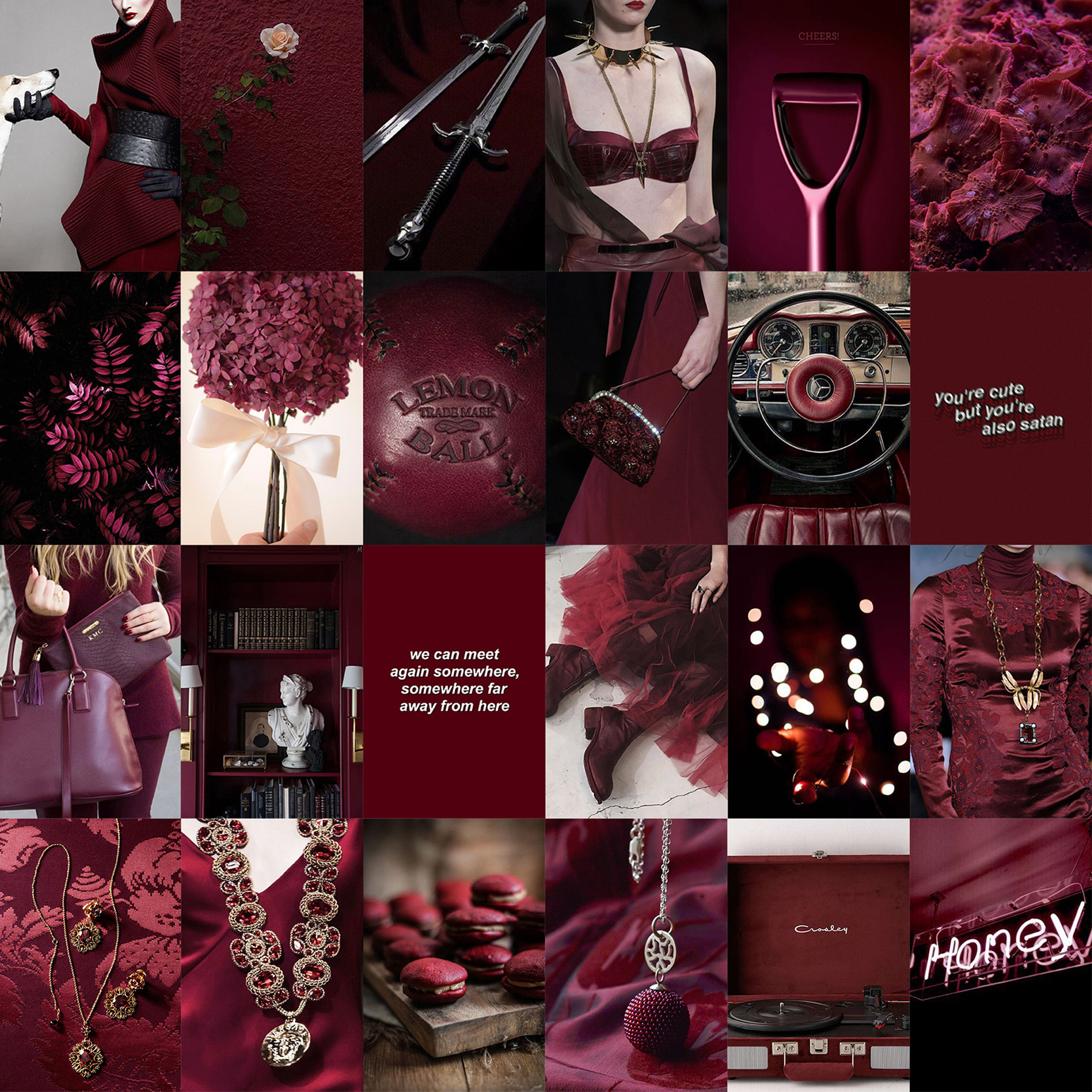 105 PCS Burgundy Red Wall Collage Kit Dark Red Aesthetic Photo Collage ...