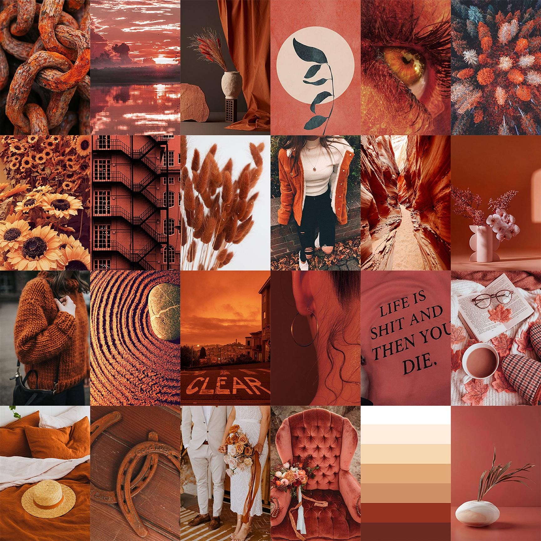 Burnt Orange Photo Collage Kit | Aesthetic Room Decor (digital Item) - Etsy