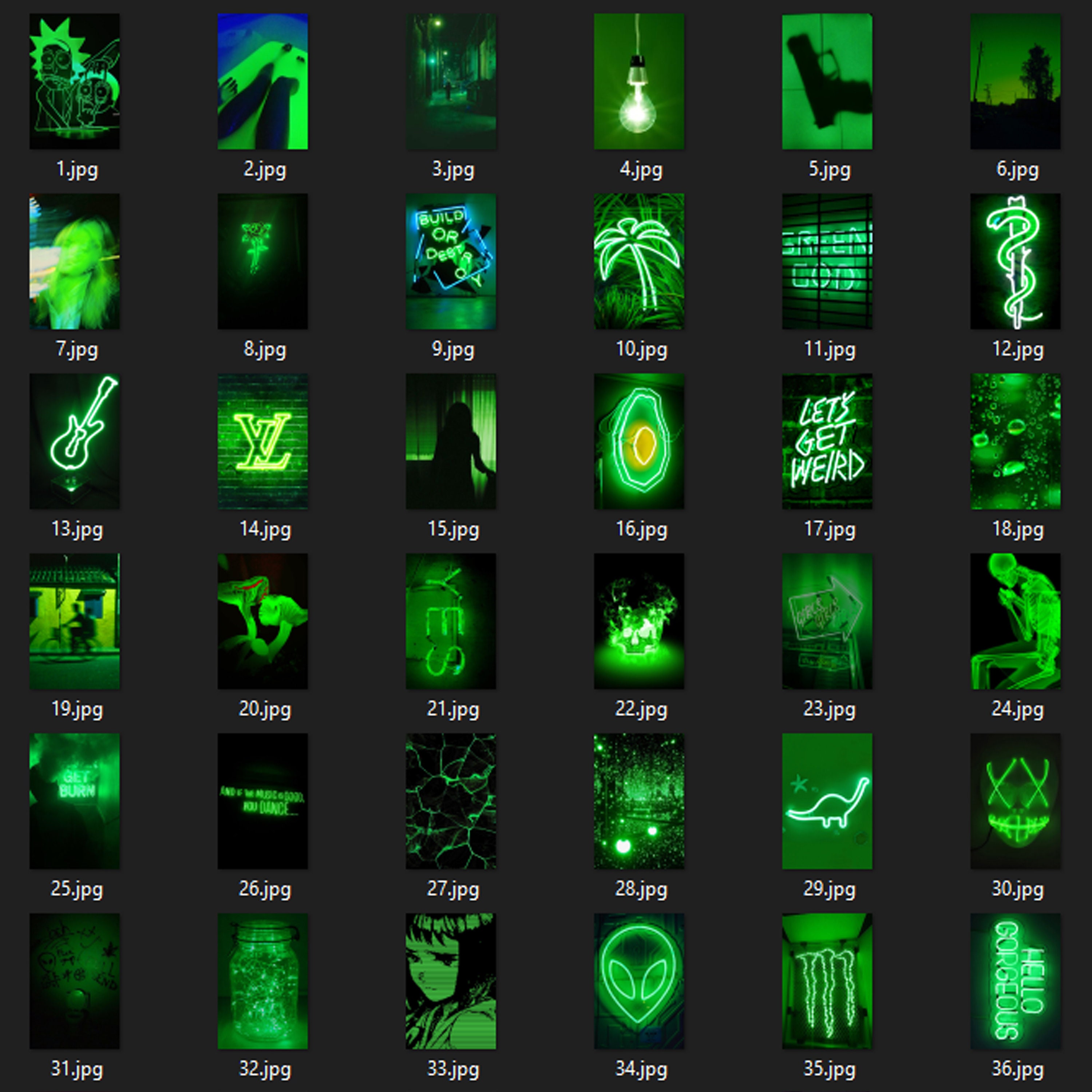 Euphoria Green Neon Photo Collage Kit | Aesthetic Room Decor (digital ...