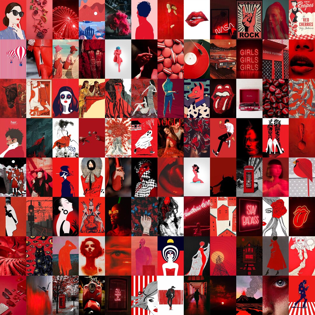 Red Aesthetic Wall Collage Kit | Boujee Photo Prints (digital Download ...