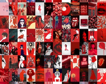 Red Aesthetic Wall Photo Collage - Etsy