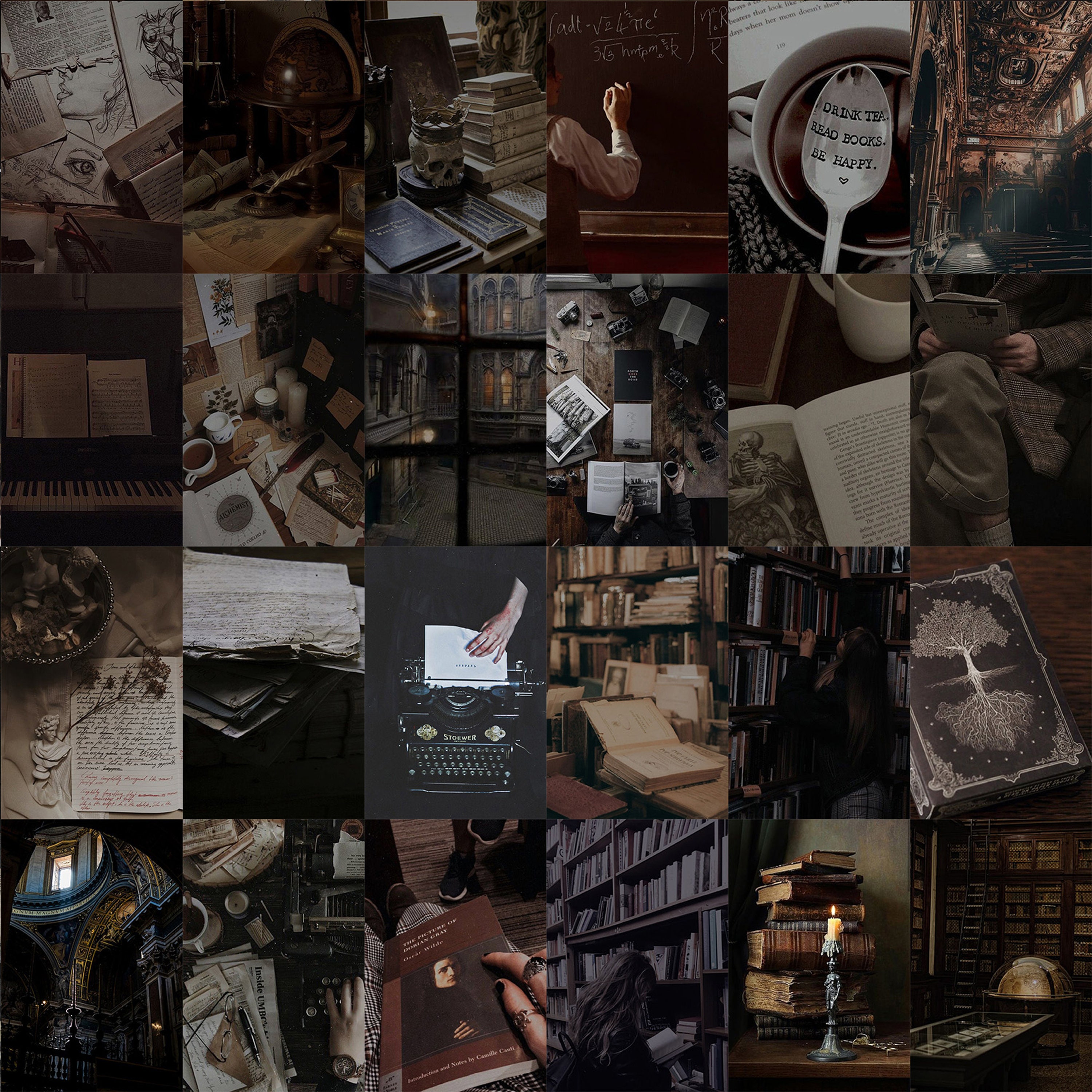 Dark Academia Wall Collage Kit | Librarycore Aesthetic Prints (digital ...