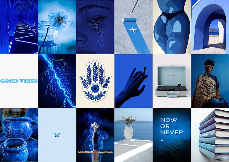 Blue Aesthetic Wall Collage Kit | 125 Piece Photo Prints (digital ...