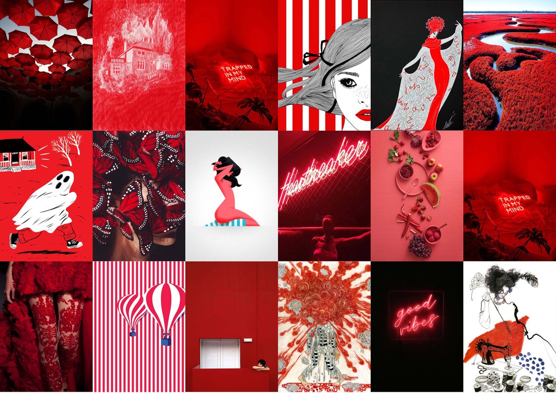 Red Wall Collage Kit Boujee Red Aesthetic Photo Collage - Etsy Canada