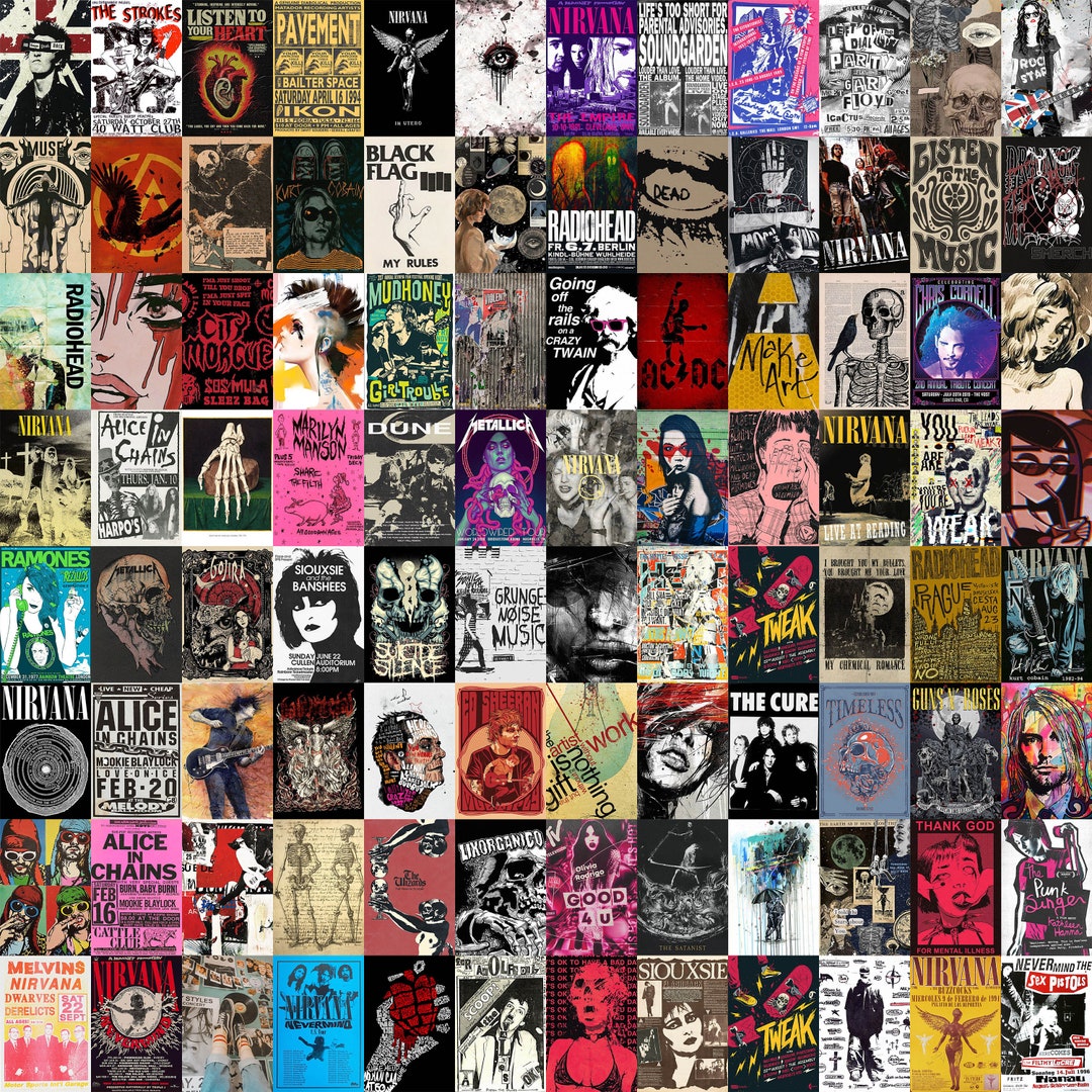 130 PCS Grunge Wall Collage Kit | Dark Gothic Aesthetic Printable ...