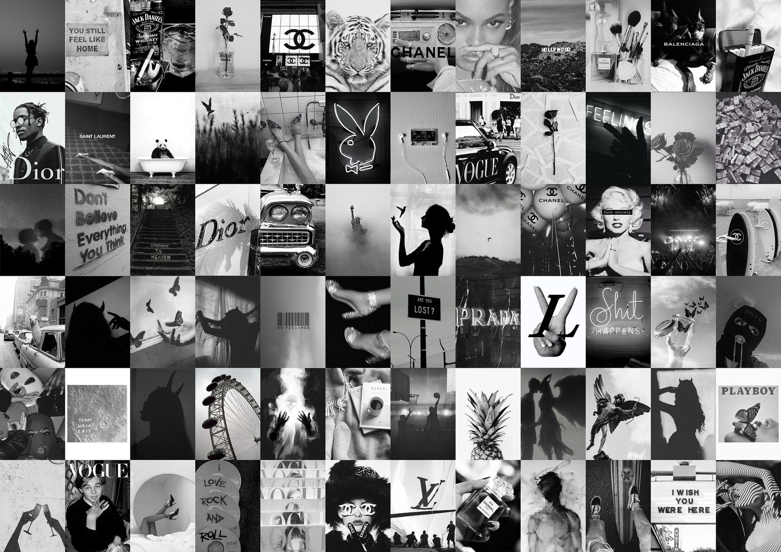 Black & White Wall Collage Kit Grey Aesthetic Photo Collage Boujee ...