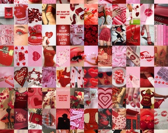Red Valentine's Day Wall Collage Kit, Lovecore Aesthetic Background ...