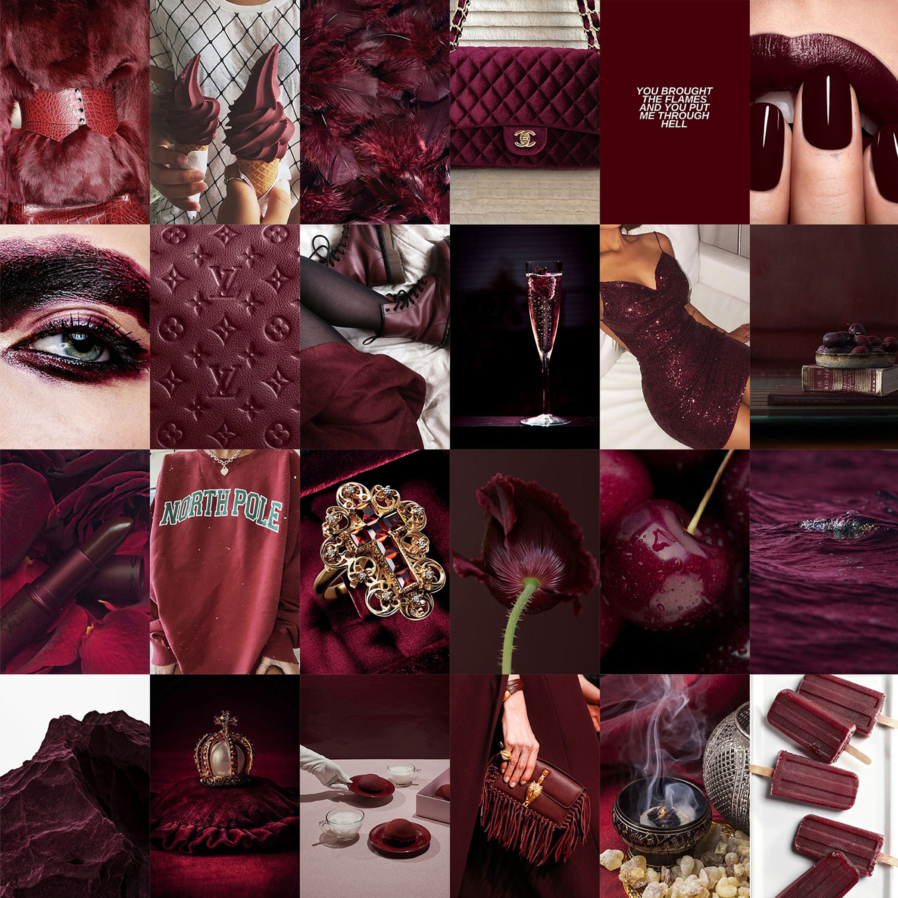 105 PCS Burgundy Red Wall Collage Kit Dark Red Aesthetic Photo Collage ...