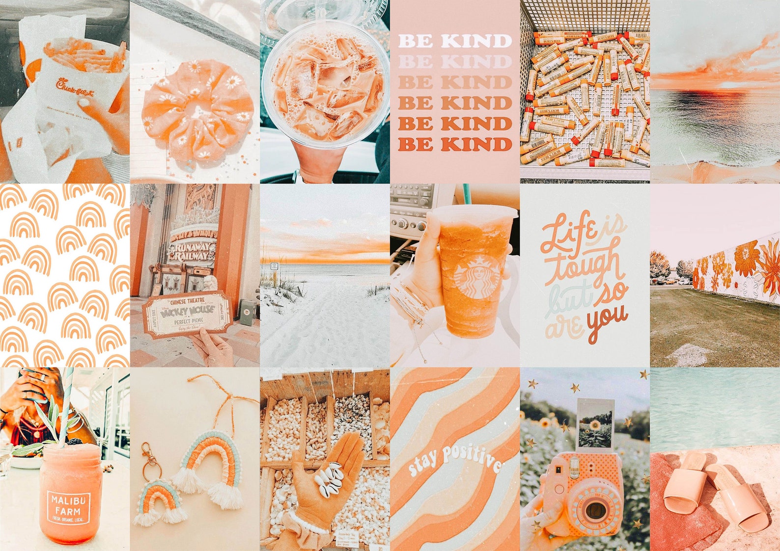 Peach Aesthetic Wall Collage Kit | Soft Orange Decor (digital Download ...