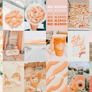 Peach Aesthetic Wall Collage Kit | Soft Orange Decor (digital Download ...