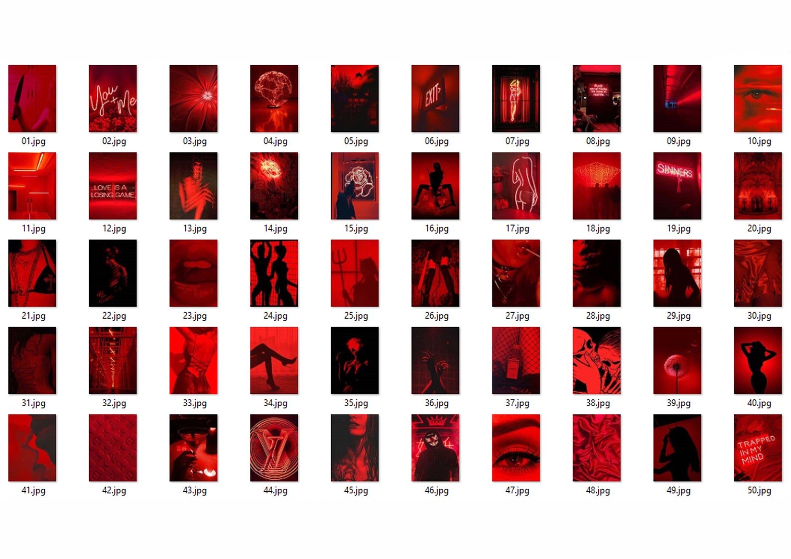 Red Aesthetic Collage Wall Kit Neon Red Collages Printable Etsy