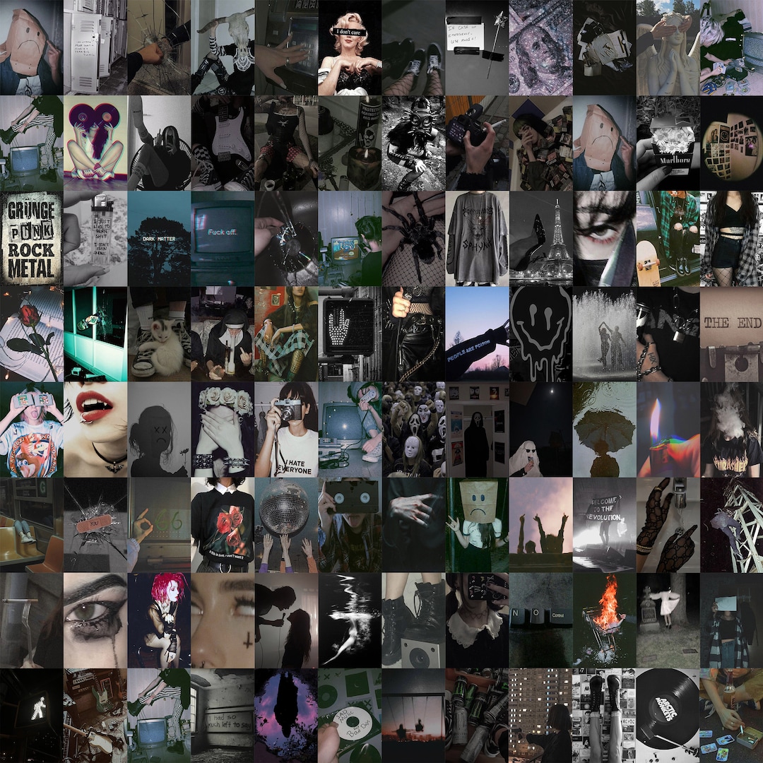 Grunge Aesthetic Photo Collage Kit | Dark Goth Room Decor (digital ...