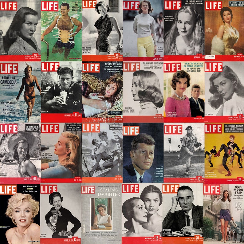 Vintage Life Magazine Cover Collage Kit | Retro Room Decor (digital ...